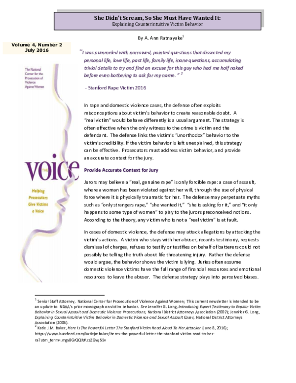 (PDF) She Didn’t Scream, So She Must Have Wanted It: Explaining ...