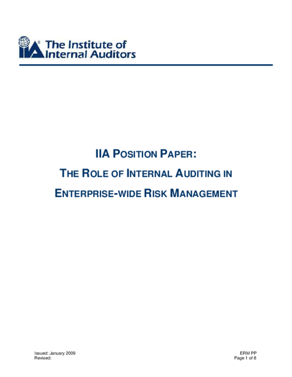 (PDF) IIA POSITION PAPER: THE ROLE OF INTERNAL AUDITING IN ENTERPRISE ...