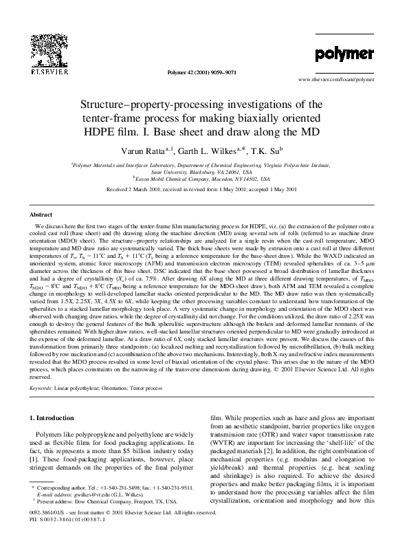 (PDF) Structure–property-processing investigations of the tenter-frame ...