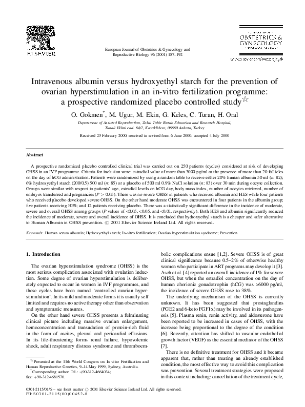 (PDF) Intravenous albumin versus hydroxyethyl starch for the prevention ...
