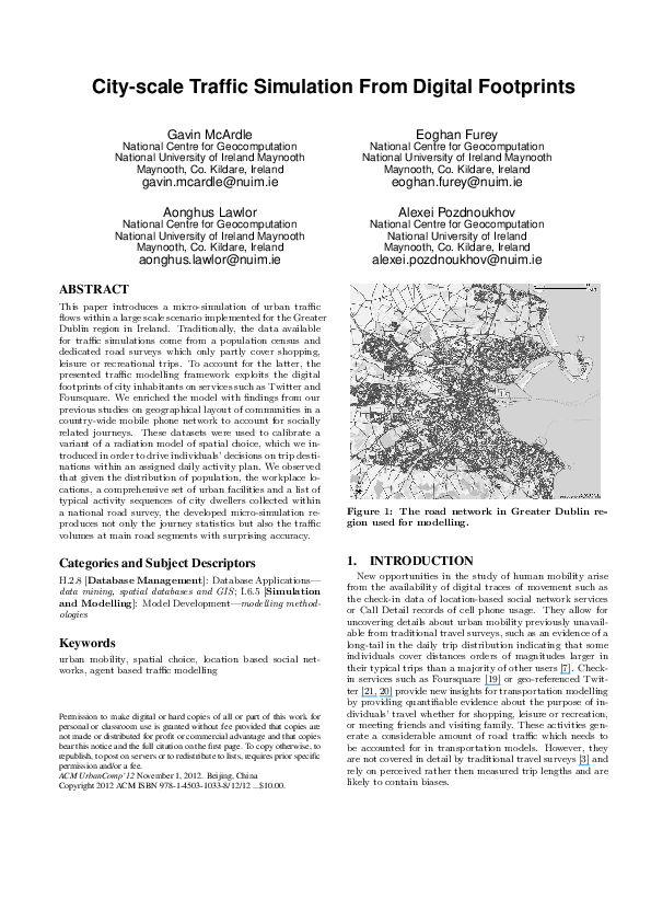 (PDF) City-scale traffic simulation from digital footprints