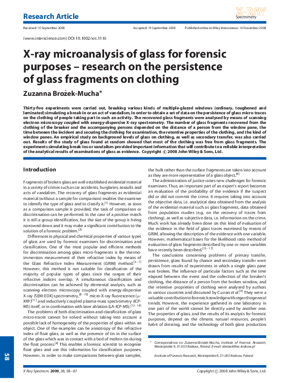 (PDF) X-ray microanalysis of glass for forensic purposes-research on ...