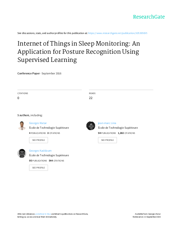 (PDF) Internet of Things in Sleep Monitoring: An Application for Posture Recognition Using ...