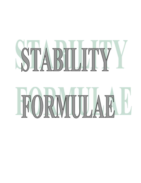 (PDF) MERCHANT SHIP STABILITY FORMULAE