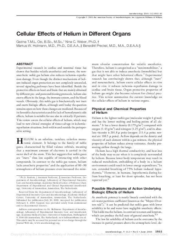 (PDF) Cellular effects of helium in different organs