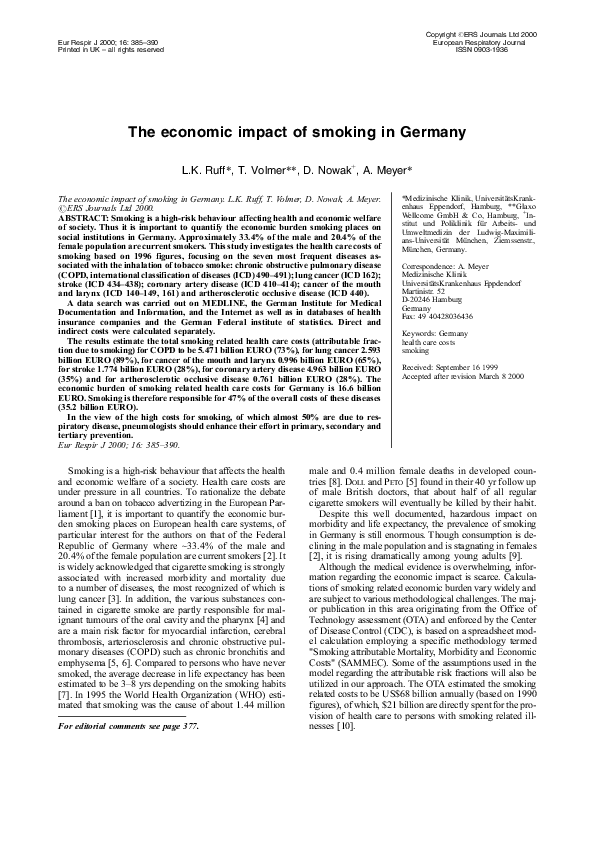 (PDF) The economic impact of smoking in Germany