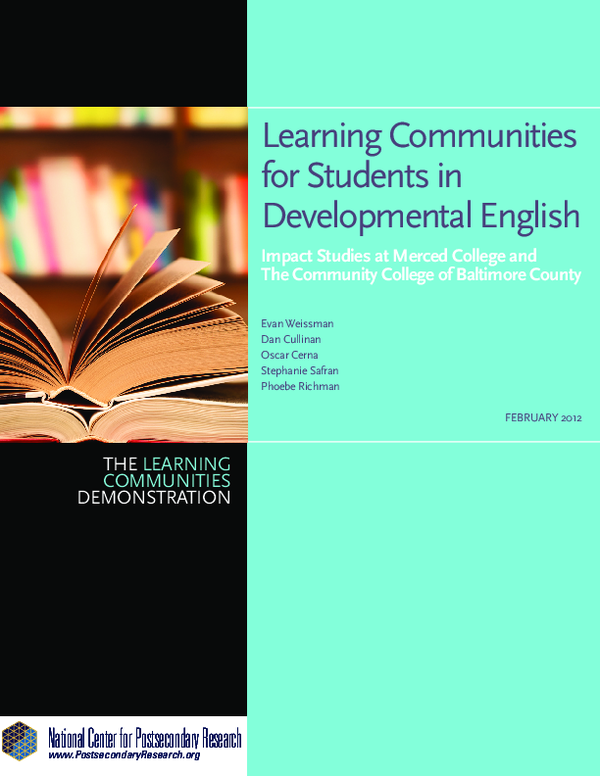 (PDF) Learning Communities for Students in Developmental English: Impact Studies at Merced ...