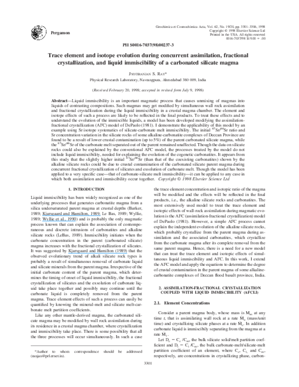 (PDF) Trace element and isotope evolution during concurrent ...