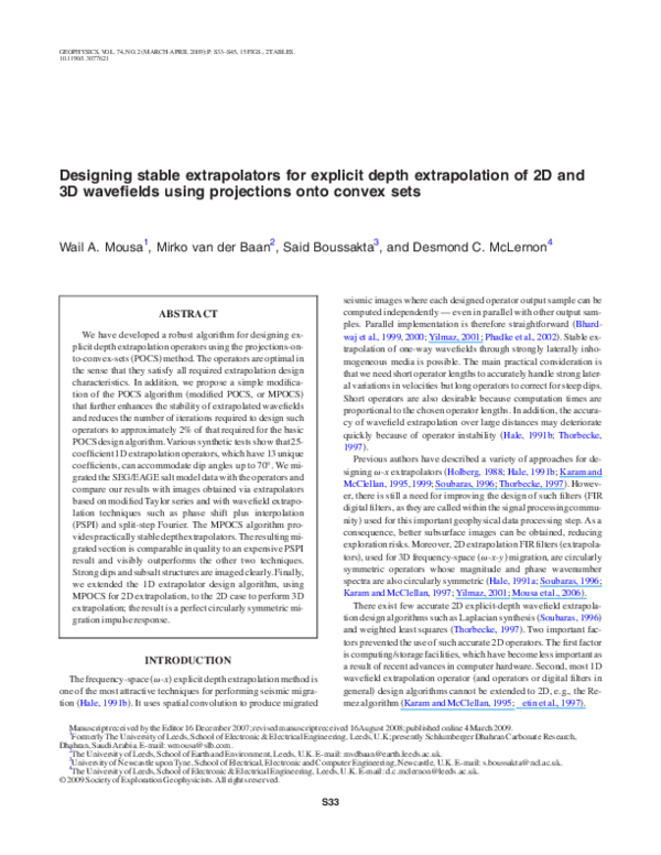 (PDF) Designing stable extrapolators for explicit depth extrapolation of 2D and 3D wavefields ...