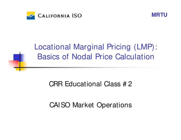 (PDF) Locational Marginal Pricing (LMP): Basics of Nodal Price ...
