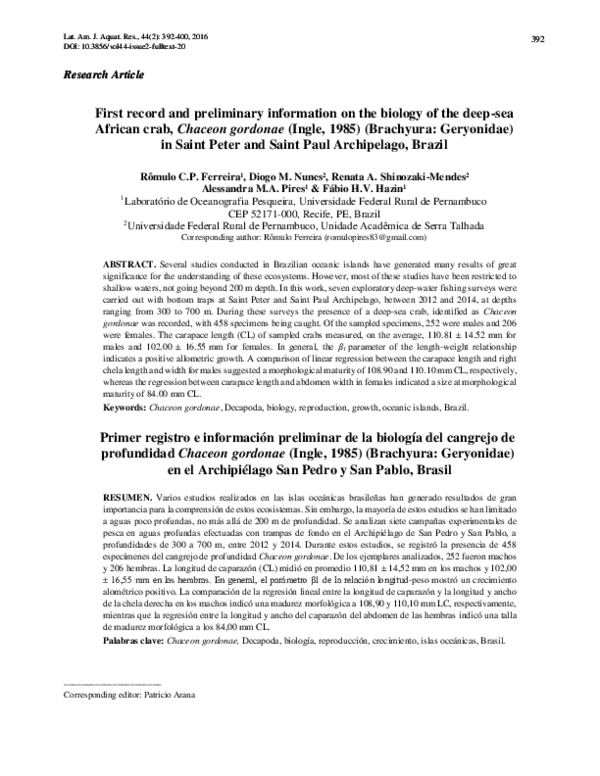 (PDF) First record and preliminary information on the biology of the ...