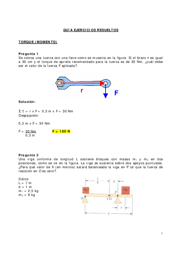 (PDF) GUÍA EJERCICIOS RESUELTOS TORQUE (MOMENTO