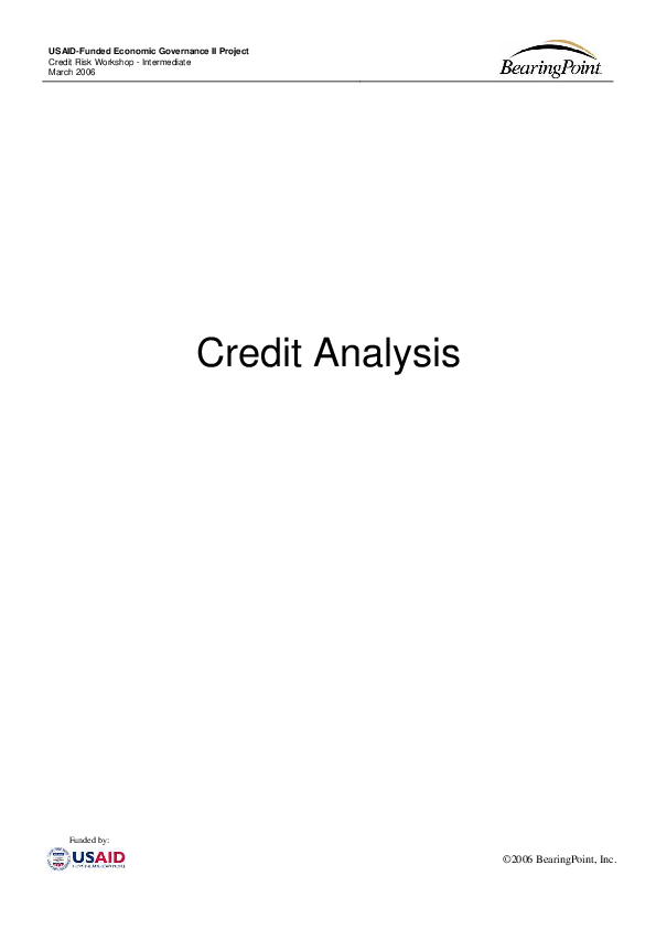 (PDF) Credit Analysis