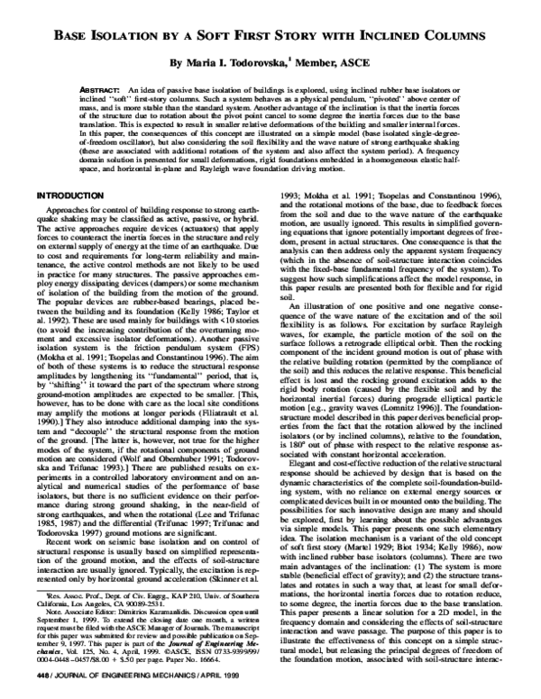 (PDF) Base Isolation by a Soft First Story with Inclined Columns