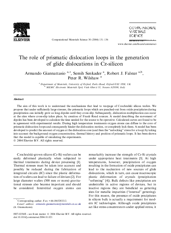 (PDF) The role of prismatic dislocation loops in the generation of ...