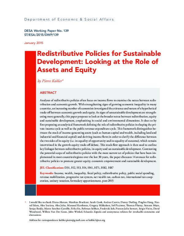 (PDF) Redistributive Policies for Sustainable Development: Looking at ...