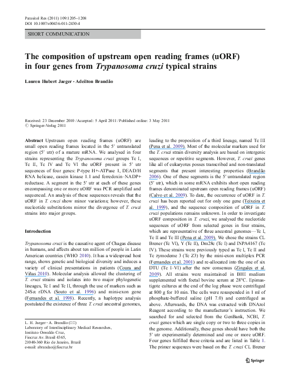 (PDF) The composition of upstream open reading frames (uORF) in four ...