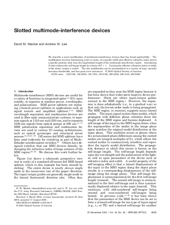 (PDF) Slotted Multimode-Interference Devices | David Mackie - Academia.edu