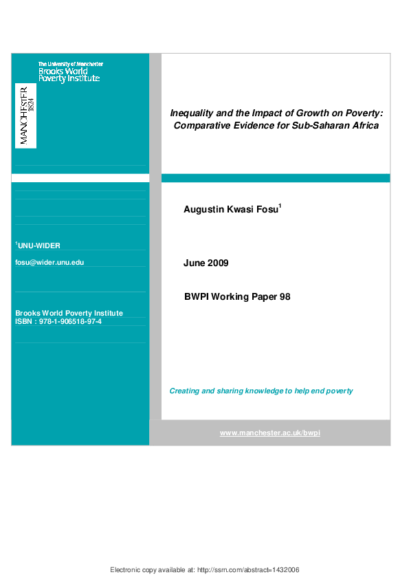 (PDF) Inequality and the Impact of Growth on Poverty: Comparative Evidence for Sub-Saharan Africa