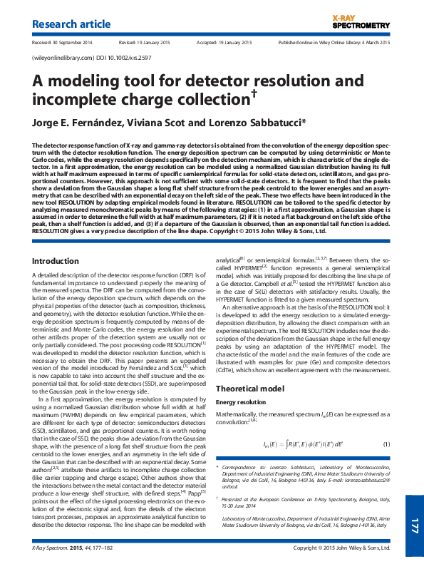 A modeling tool for detector resolution and incomplete charge collection