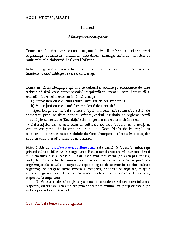 (DOC) Proiect Management Comparat