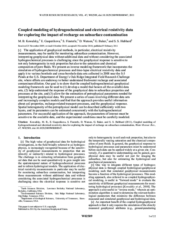 (PDF) Coupled modeling of hydrogeochemical and electrical resistivity data for exploring the ...