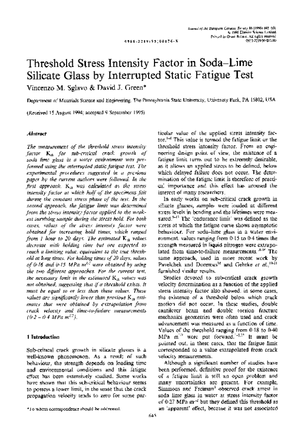 (PDF) Threshold stress intensity factor in soda-lime silicate glass by ...