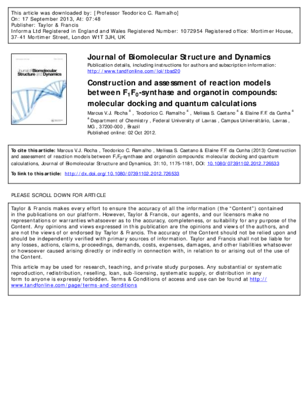 (PDF) Construction and Assessment of Reaction Models of Class I EPSP Synthase: Molecular Docking ...