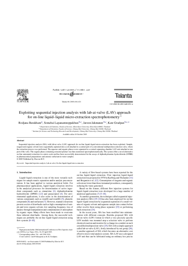 (PDF) Exploiting sequential injection analysis with lab-at-valve (LAV ... (PDF) Exploiting sequential injection analysis with lab-at-valve (LAV ...