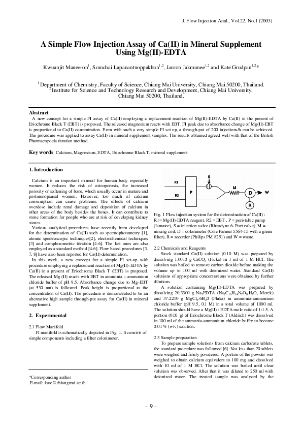 (PDF) A Simple Flow Injection Assay of Ca(II) in Mineral Supplement ...