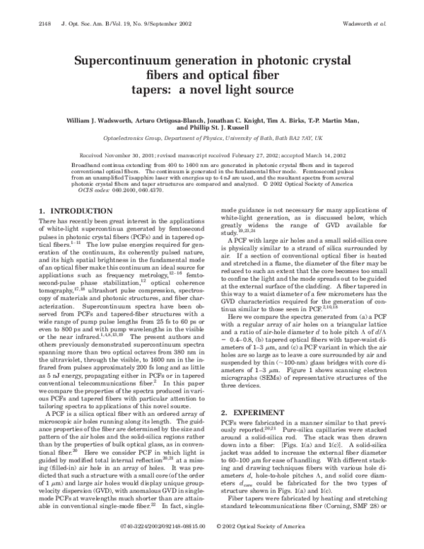 (PDF) Supercontinuum generation in photonic crystal fibers and optical ...