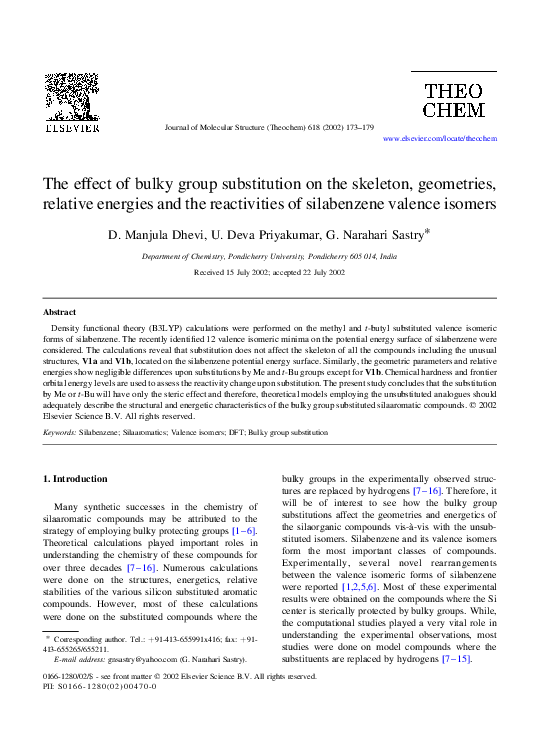 (PDF) The effect of bulky group substitution on the skeleton ...
