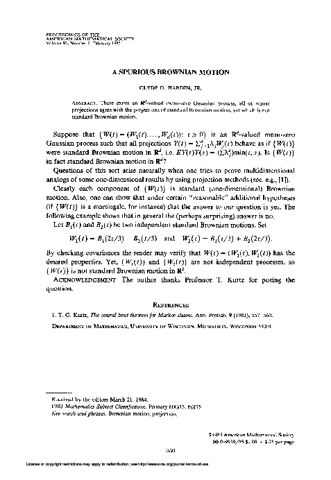 (PDF) A Spurious Brownian Motion