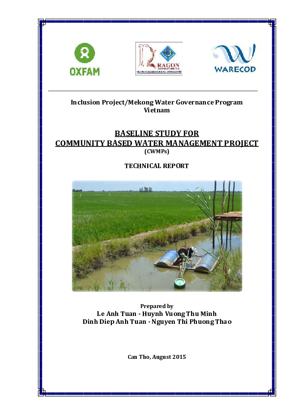 (PDF) Inclusion Project/Mekong Water Governance Program Vietnam BASELINE STUDY FOR COMMUNITY ...
