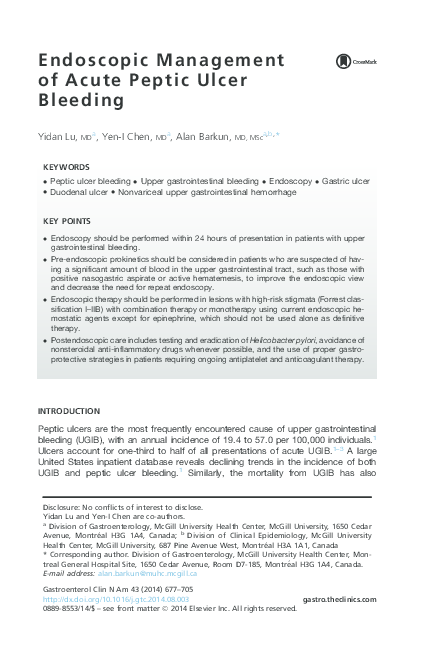Endoscopic Management of Acute Peptic Ulcer Bleeding