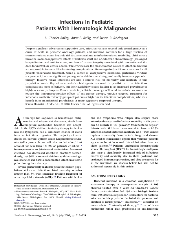 (PDF) Infections in Pediatric Patients With Hematologic Malignancies ...