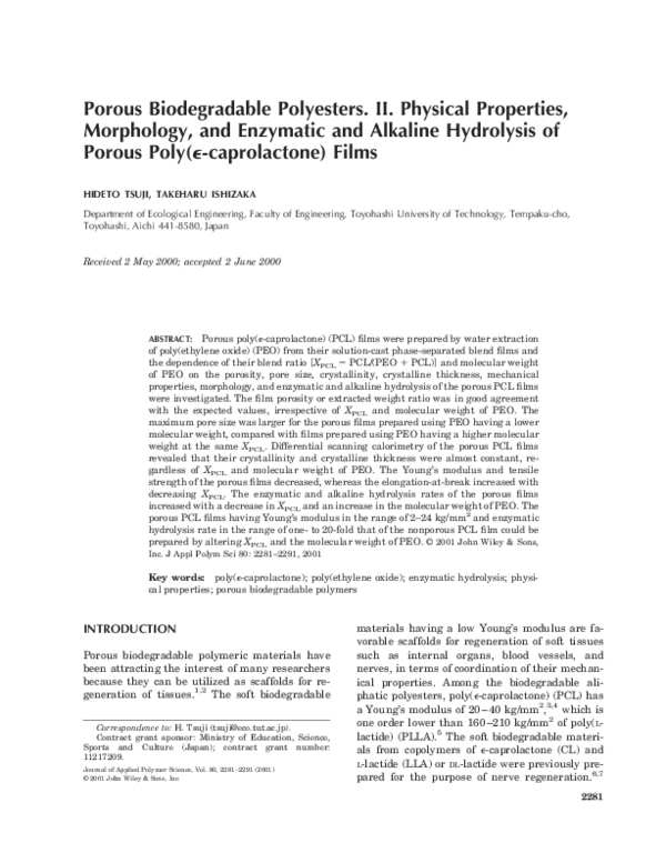 (PDF) Porous biodegradable polyesters. II. Physical properties ...