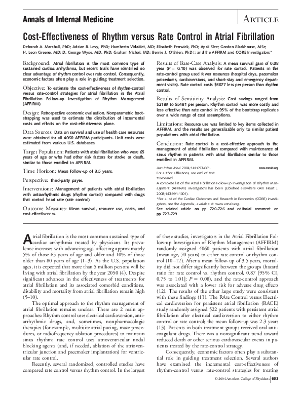 (PDF) Cost-Effectiveness of Rhythm versus Rate Control in Atrial ...