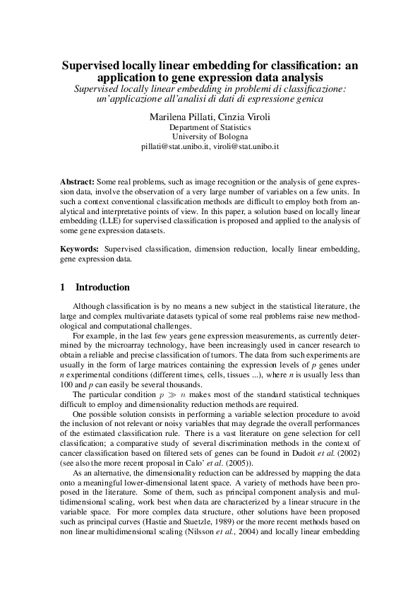 (PDF) Supervised locally linear embedding for classification: an application to gene expression ...