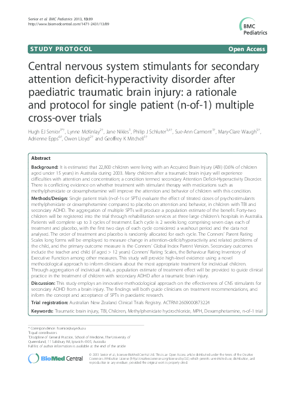 (PDF) Central nervous system stimulants for secondary attention deficit ...