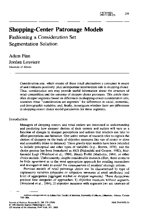 (PDF) Shopping-center patronage models : Fashioning a consideration set ...