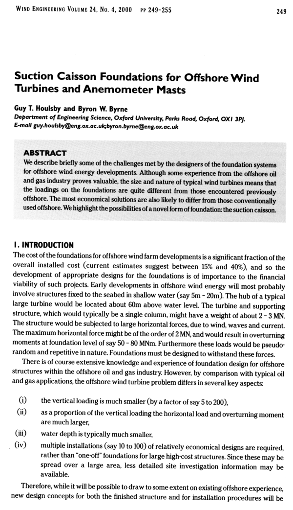 (PDF) SUCTION CAISSON FOUNDATIONS FOR OFFSHORE WIND TURBINES