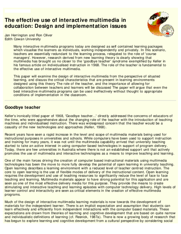 (PDF) The effective use of interactive multimedia in education: Design ...