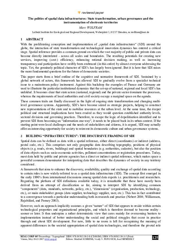 (PDF) The politics of spatial data infrastructures: State ...