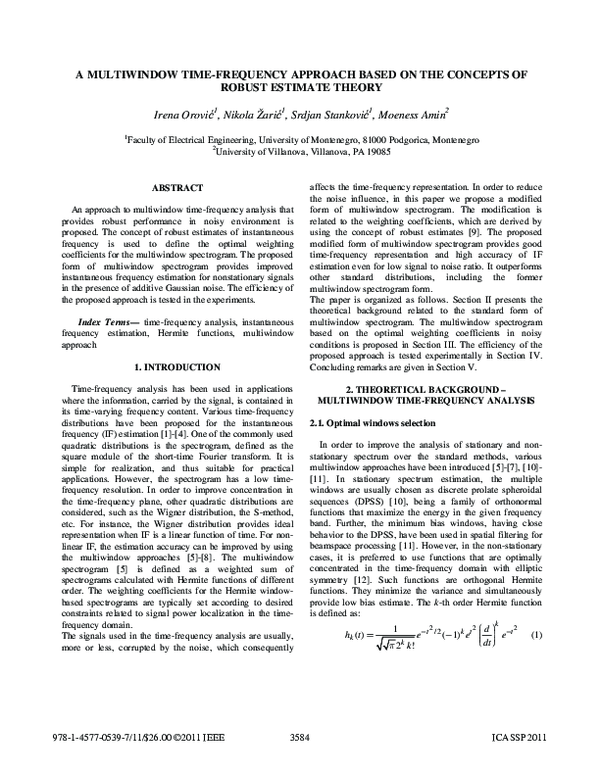 Pdf A Multiwindow Time Frequency Approach Based On The Concepts Of