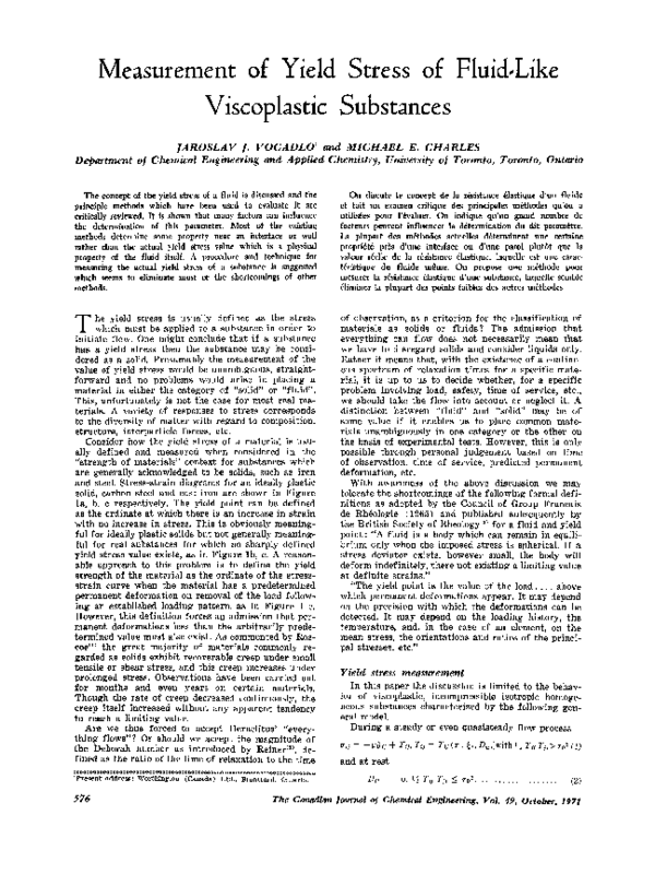 (PDF) Measurement of yield stress of fluid-like viscoplastic substances