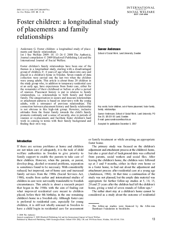 (PDF) Foster children: a longitudinal study of placements and family ...
