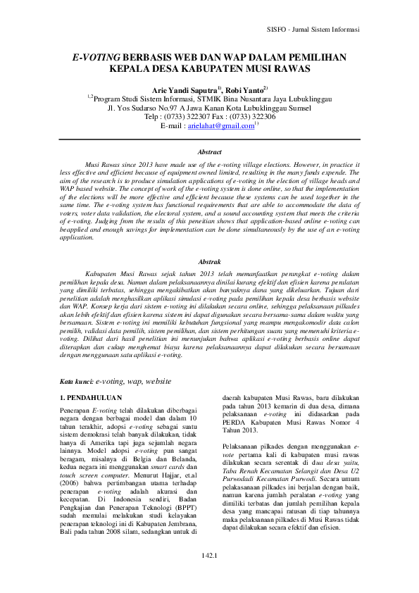 E-VOTING BERBASIS WEB DAN WAP DALAM PEMILIHAN KEPALA DESA KABUPATEN ...