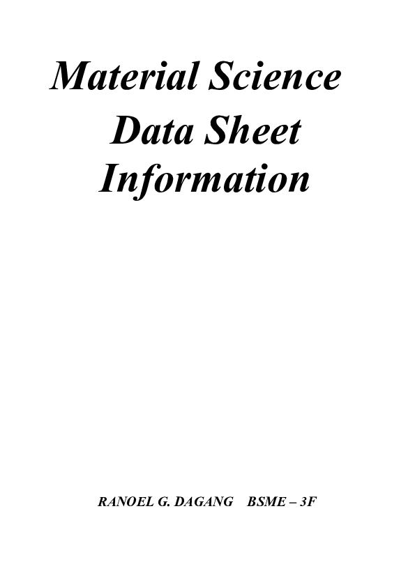 (DOC) Material Science Data Sheet Information What is a Material Safety ...