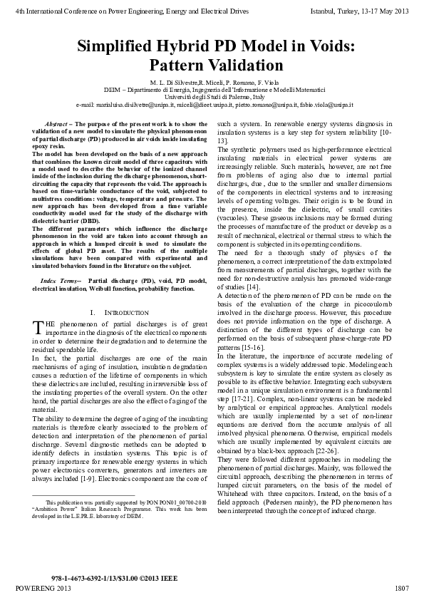 (PDF) Simplified Hybrid PD Model in Void: Pattern validation